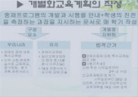 개별화교육과 교수방법 개별화교육계획iep 개별화교육프로그램의 목표 법적근거 수립 개별화교육계획iep 개별화교육프로그램의 교육과정 전달체제 개별화교육