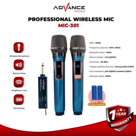 Promo Advance Double Digital Mic Wireless Microphone Metalic Mic Diskon Di Seller