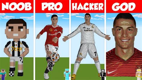 Minecraft Cristiano Ronaldo Statue House Build Challenge Noob Vs Pro Vs Hacker Vs God