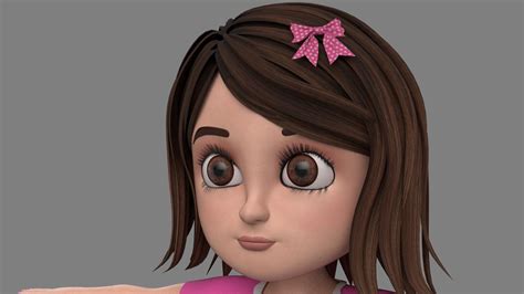 3d Cartoon Girl Character No Rig 3d Turbosquid 2247756
