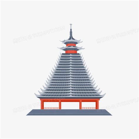 一组手绘插画贵州代表性地标建筑套图合集五png图片素材下载建筑png熊猫办公