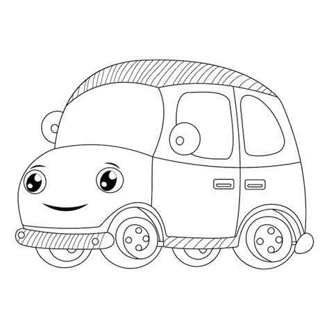 아이들을 위한 자동차 색칠 공부 페이지 프리미엄 벡터