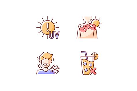 Sunburn Risk Rgb Color Icons Set Masterbundles