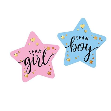 24 Pcs 5cm Team Boy Team Girl Stickers Baby Shower Gender Reveal Party