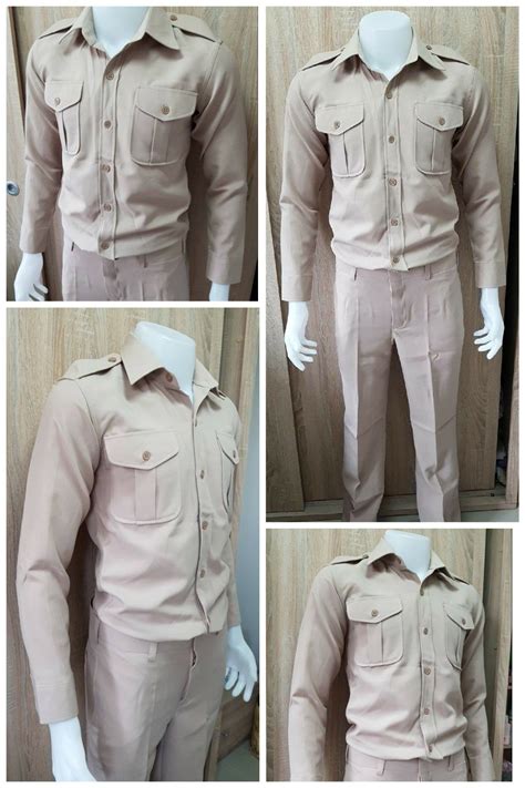 ชุดข้าราชการแขนยาว ชุดข้าราชการสีกากี พร้อมส่ง Plawanncampshop Thaipick