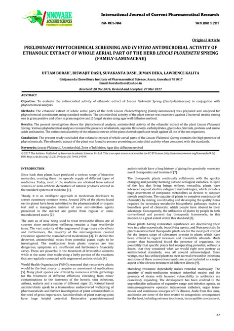 Pdf Preliminary Phytochemical Screening And In Vitro Antimicrobial Activity Of Ethanolic