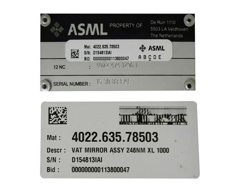 Asml Scanner Vat Mirror Assy 248nm Xt1000 4022 635 78503