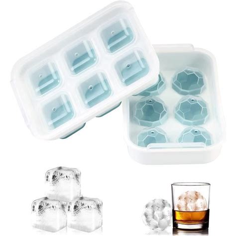 Lot De Bacs À Glaçons En Silicone Moule À Glaçons Avec Couvercle Certifié Lfgb Et Sans Bpa
