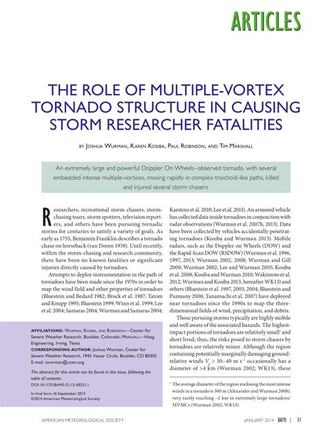 Pdf The Role Of Multiple Vortex Tornado Structure In Causing Storm