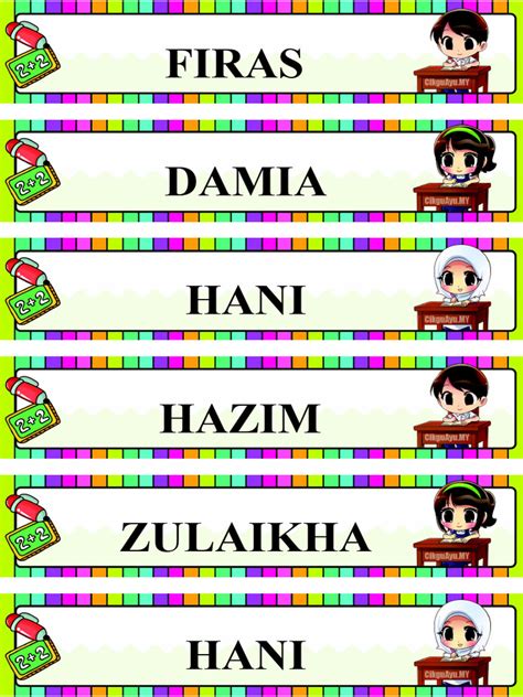 Label Nama Murid Pdf