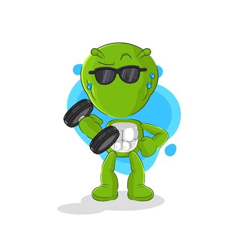 Premium Vector Alien Lifting Dumbbell Vector Cartoon Character