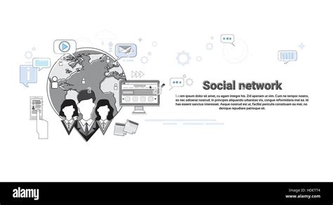 Social Media Network Internet Connection Communication Web Banner Vector Illustration Stock