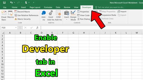How To Enable Developer Option In Excel Youtube