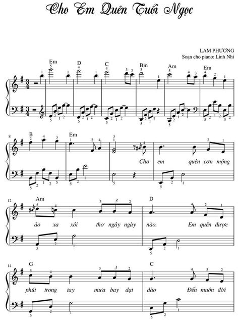 Cho Em Quên Tuổi Ngọc Easy Level Linh Nhi Piano
