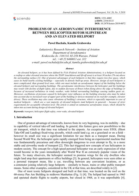 Pdf Problems Of An Aerodynamic Interference Between Helicopter Rotor Slipstream And An