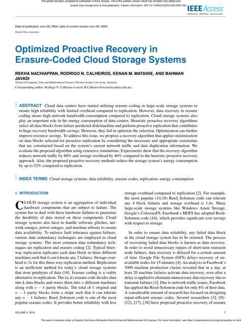 Pdf Optimized Proactive Recovery In Erasure Coded Cloud Storage Systems