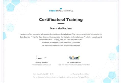 Namrata Kadam On Linkedin Datascience Internshala