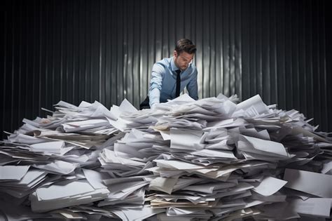 Premium Photo Man Overwhelmed By A Mountain Of Paperwork