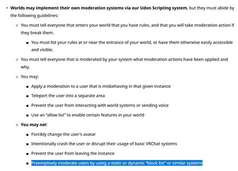 Vrchat World Moderation Guideline Question Worlds Vrchat Ask Forum