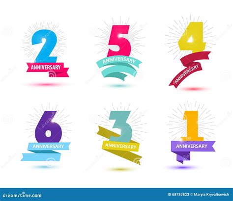 Vector Set Of Anniversary Numbers Design Icons