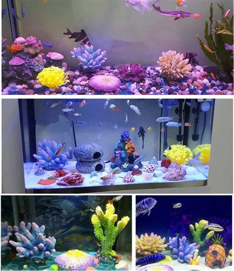 Аквариумный искусственный Коралл Украшение аквариум Коралловый риф цветок орнамент камень