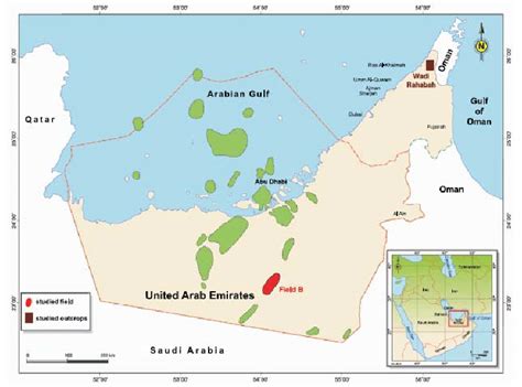 Location Map Showing Major Oil Fields Of Abu Dhabi And Field B Red