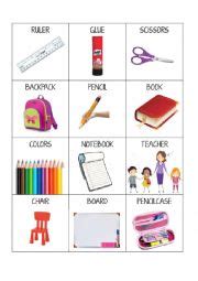 Classroom Objects Memory Game ESL Worksheet By Missake