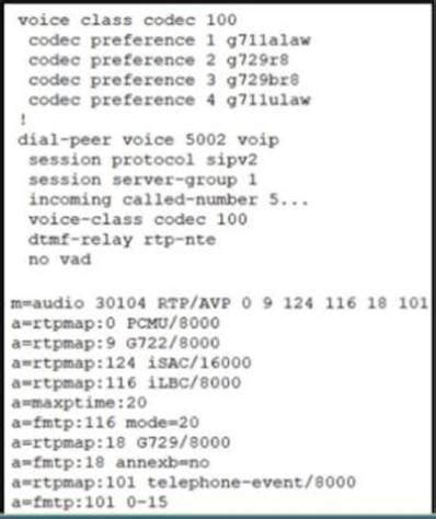 Based On The Configuration And SDP From The INVITE Message Which Codec