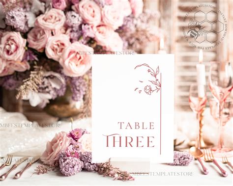 Elegant Table Number Template Table Numbers Editable Instant Download
