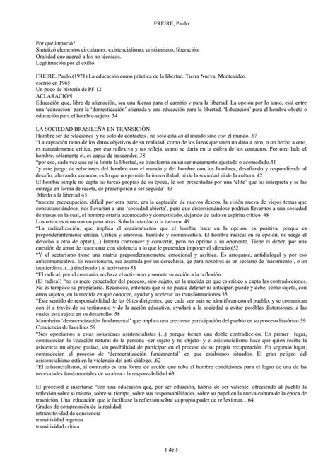 FREIRE Paulo 1971 La educación como práctica de la libertad