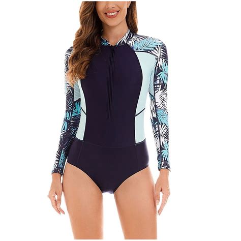 Samickarr Front Zipper Swimsuits For Women Long Sleeve One Piece Full