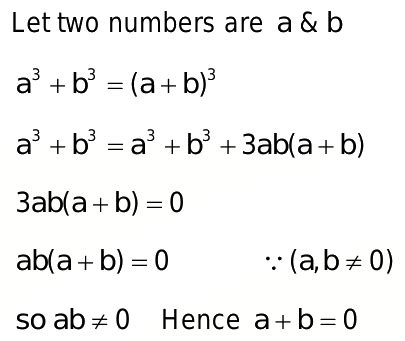 The Sum Of Cubes Of Positive Numbers Is Same As The Cube Of Their Sum The Numbers Are