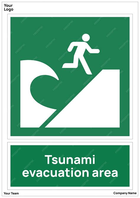 Premium Vector Tsunami Evacuation Area Signs Safety Symbol Iso 7010