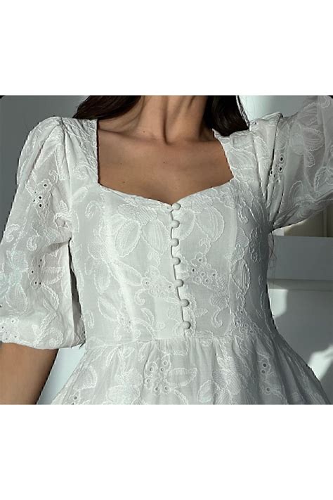 Afiş Butik Ekru Çiçek Desenli Fisto Elbise Fiyatı Yorumları Trendyol
