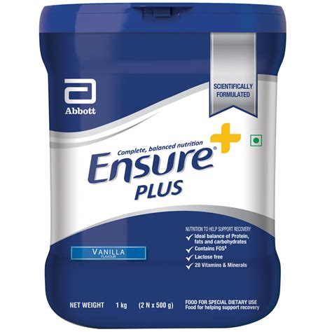 Ensure Plus Vanilla Flavoured Nutrition Powder 1 Kg Tin Price Uses