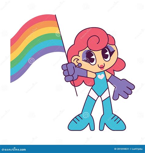 Isolated Cute Chibi Drag Queen Character Holding A Lgbt Flag Vector Stock Vector Illustration