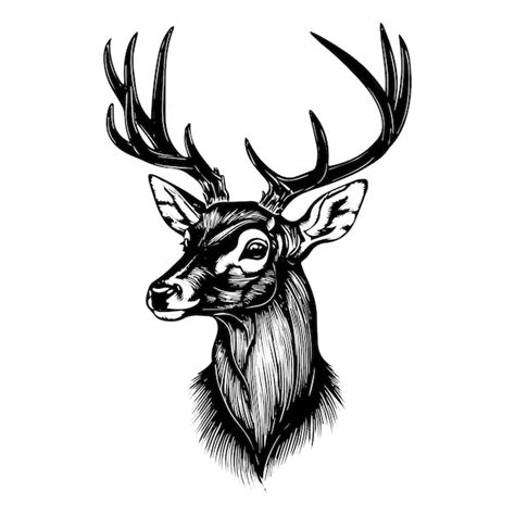 Un Dessin Dune Tête De Cerf Avec Des Cornes Et Des Cornes Vecteur