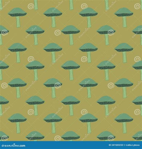 Mushrooms Seamless Pattern Fungi Background Stock Vector