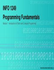 P01 Module1 Pdf INFO 1249 Programming Fundamentals Module 1
