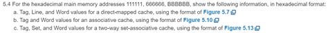 Solved 54 For The Hexadecimal Main Memory Addresses 111111