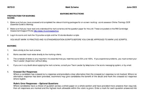 Ocr As English Language Paper 1 2023 Mark Scheme H070 01 Exploring