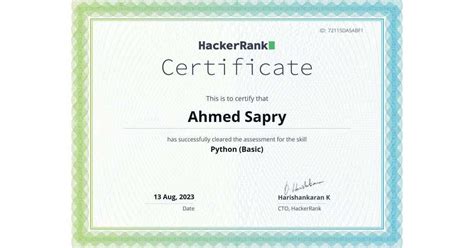 Ahmed Sapry On Linkedin Hackerrank Skill Certificate