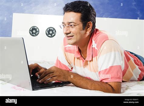 1 Adult Man Laptop Working Stock Photo Alamy
