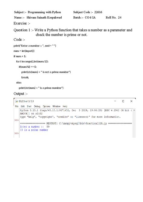Practical No 4 Subject Programming With Python Subject Code