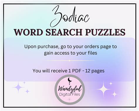 Zodiac Word Search Puzzles Printable Word Search Zodiac Word Scramble