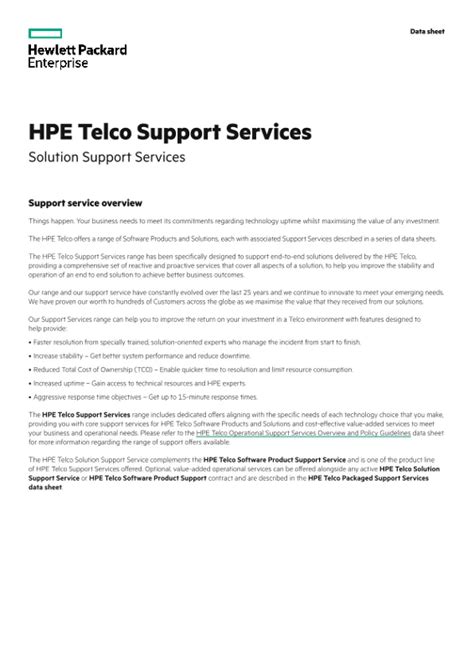 Hpe Telco Support Services
