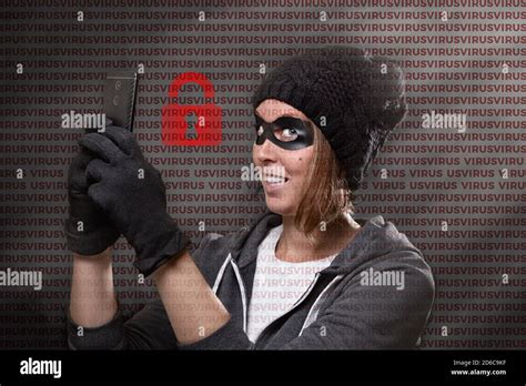 Female Hacker In Black Mask Hi Res Stock Photography And Images Alamy