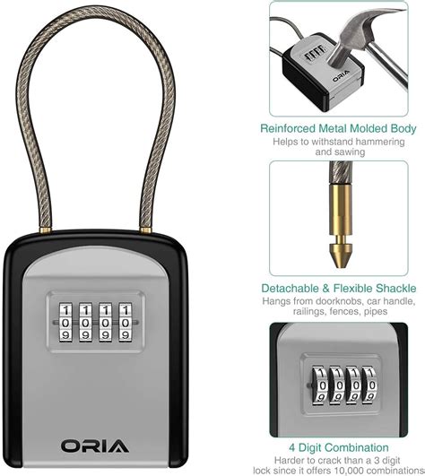 Oria Key Lock Box 4 Digit Combination Lock Box Key Safe Box 5 Keys