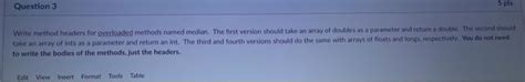 Solved Question 3 S Pts Write Method Headers For Overloaded