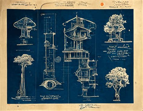 Treehouse Schematics In 2022 Illustration Print Tree House Tree